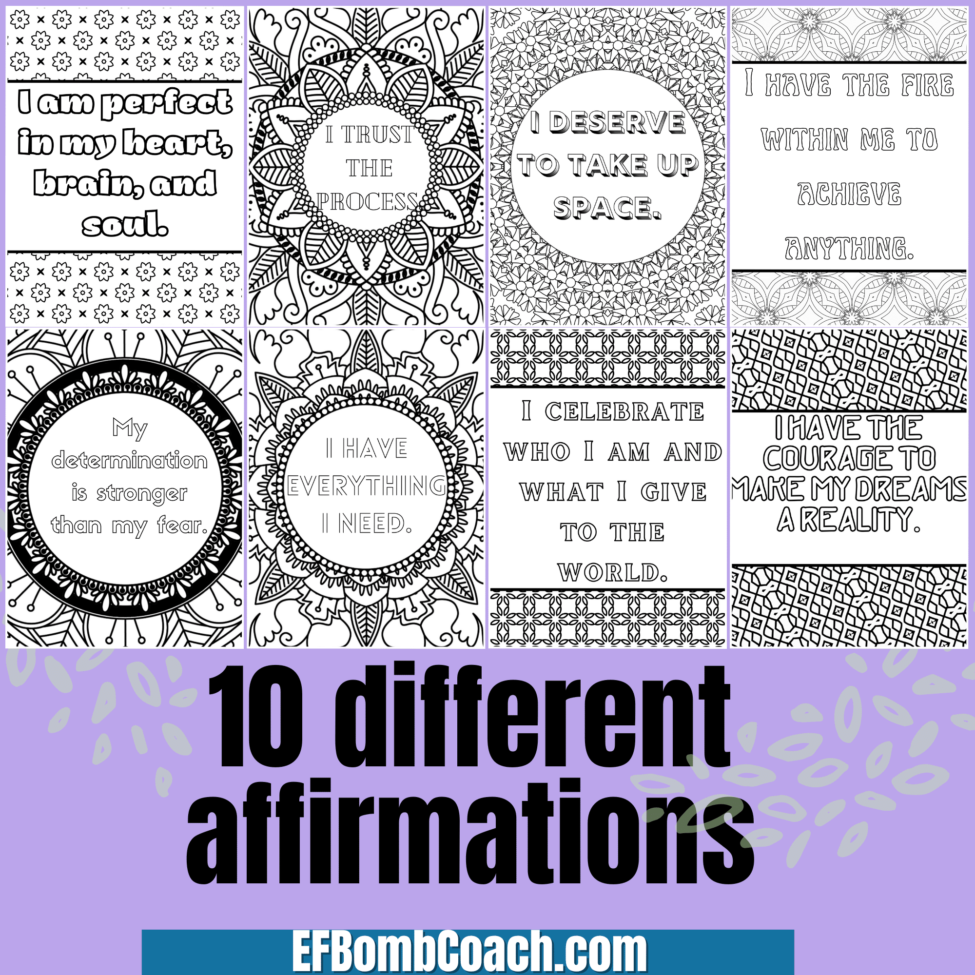 Empowerment Affirmation Coloring Pages - EF Bomb Coach